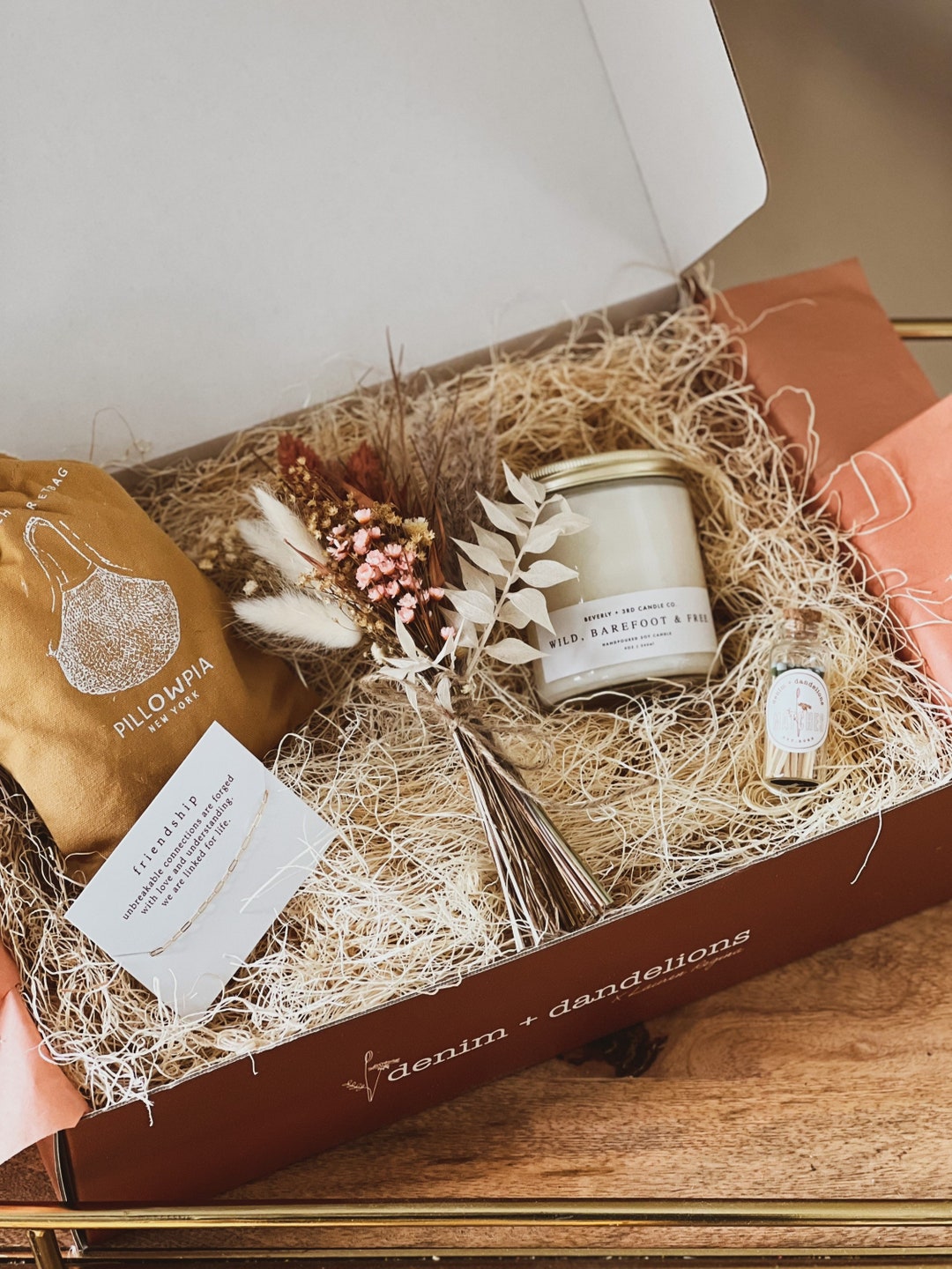 Boho Gift Box Birthday Friendship Mothers Day Market Bag, Candle ...