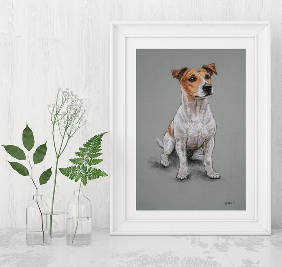 Jack Russell Terrier dog art print Terrier lover gift pastel | Etsy