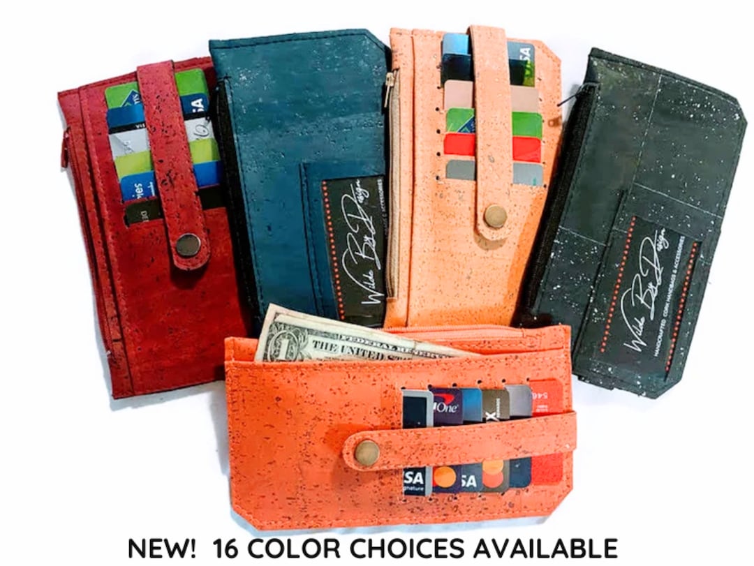 Cork Credit Card Wallet With ID Window: Minimalist Vegan Wallet - Etsy