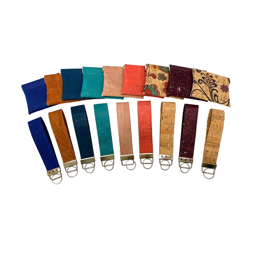Mini Pouch and Key Fob Set, Self-closing Coin Pouch, Cork Key Fob, Gift ...