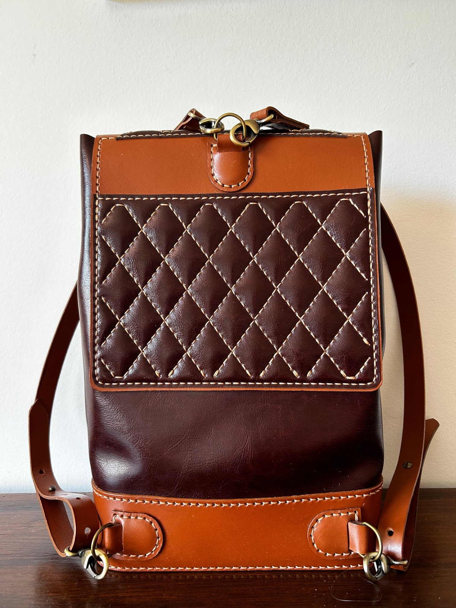 Hand Sewn Leather Backpack - Etsy