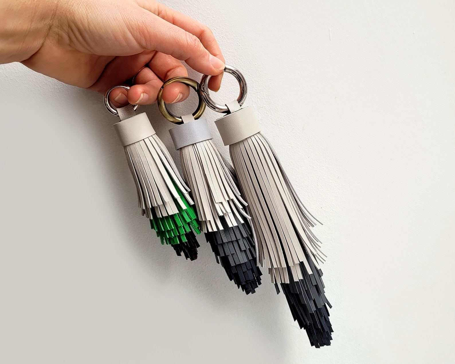 Leather Tassel Keychain Large Black Tassel - Etsy