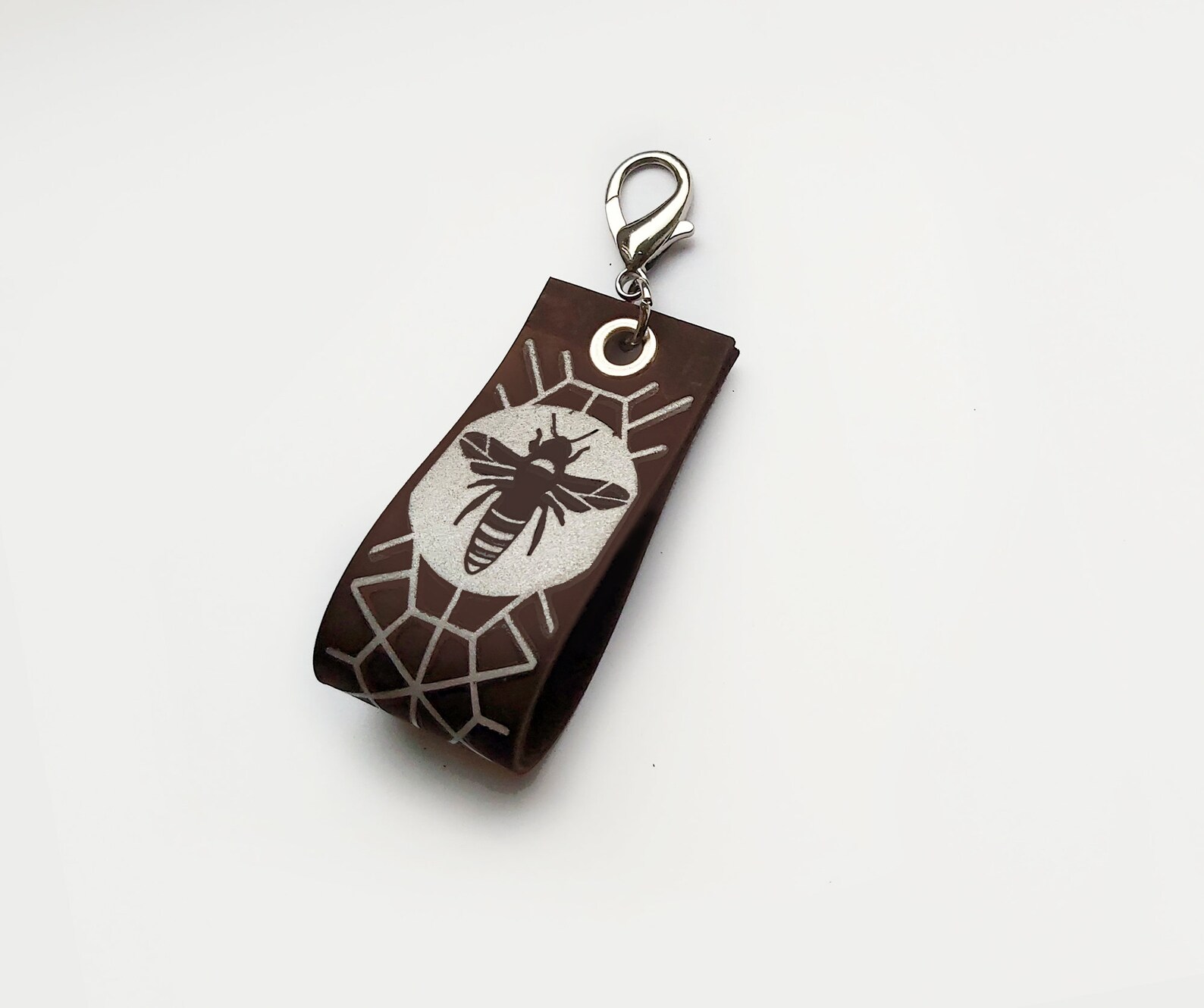 Reflective Leather Key Chain With Stylized Animal Image | Etsy