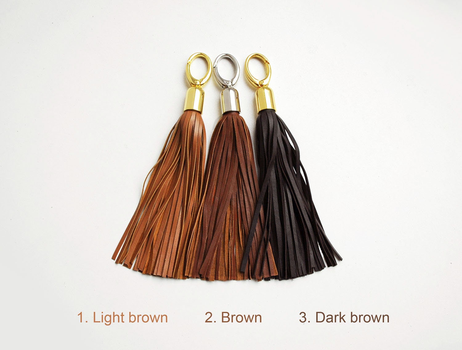 Leather Tassel Keychain Long Tassel Brown Tones | Etsy