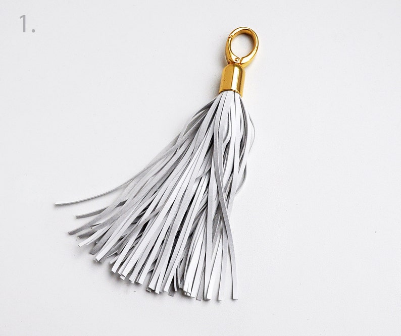 Leather Tassel White or Pearl White Long Tassel Large Tassel - Etsy