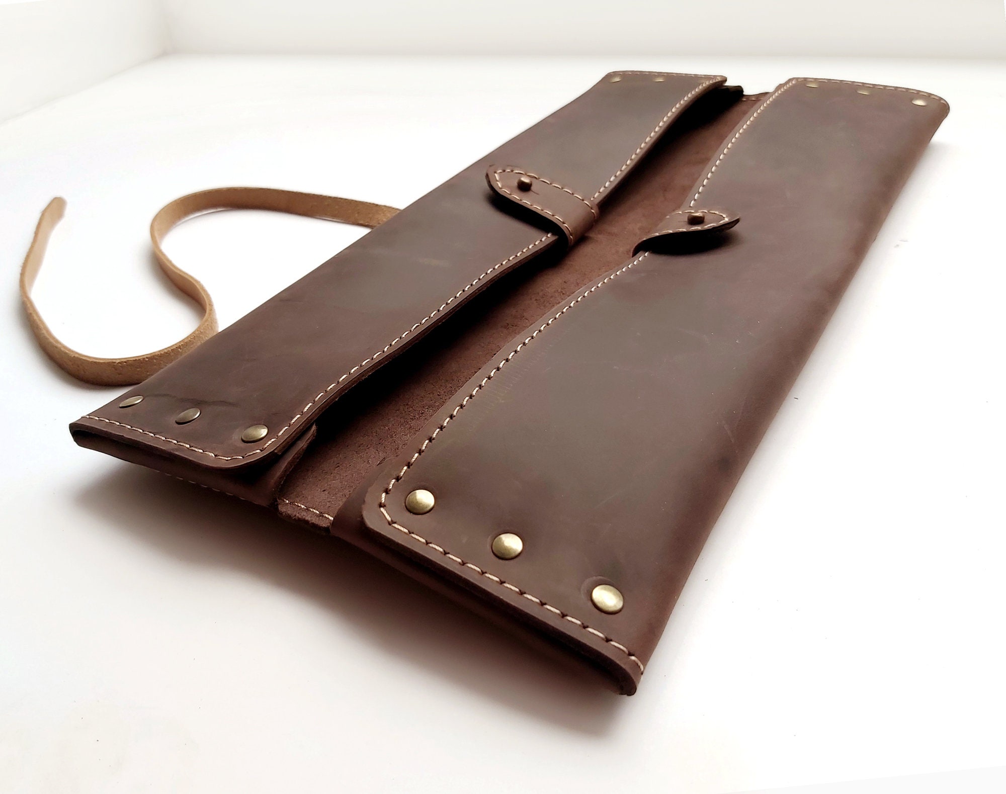 Leather Chefs Knife Roll, 2 Slots, Personalized Chefs Bag - Etsy