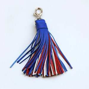 Leather Tassel, Leather Keychain, Red, Blue, White - Etsy