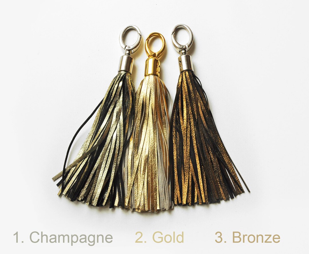 Leather Tassel, Champagne, Gold or Bronze Long Tassel, Large Tassel - Etsy