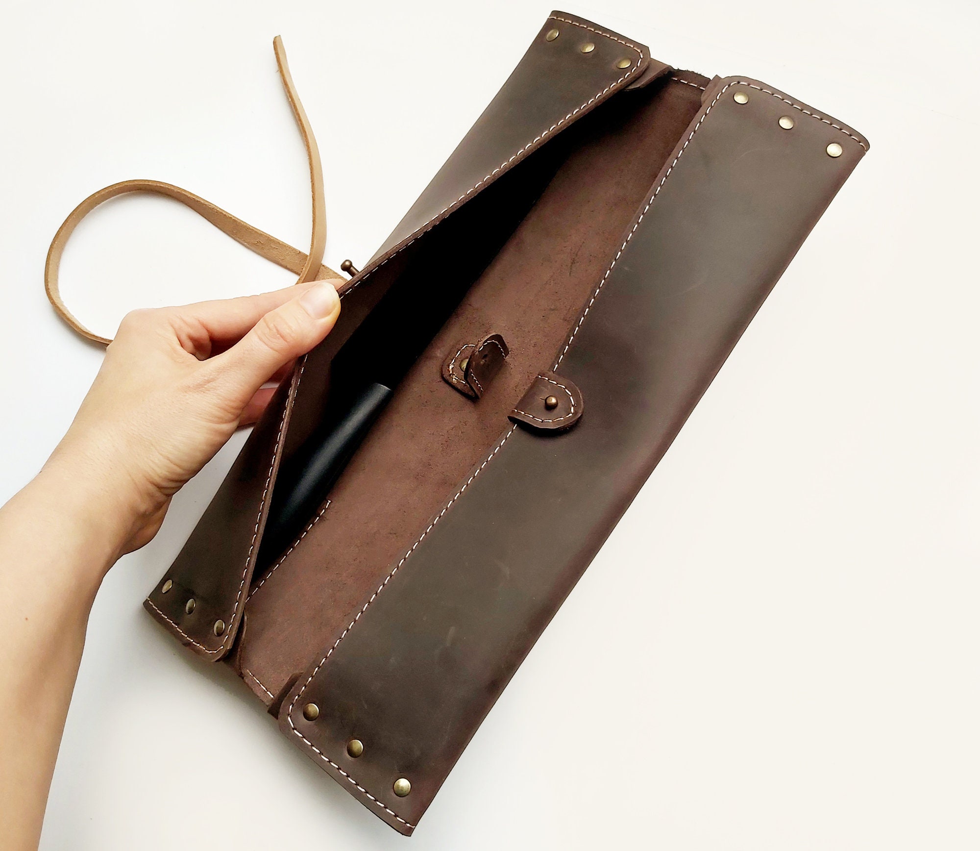 Leather Chefs Knife Roll, 2 Slots, Personalized Chefs Bag - Etsy