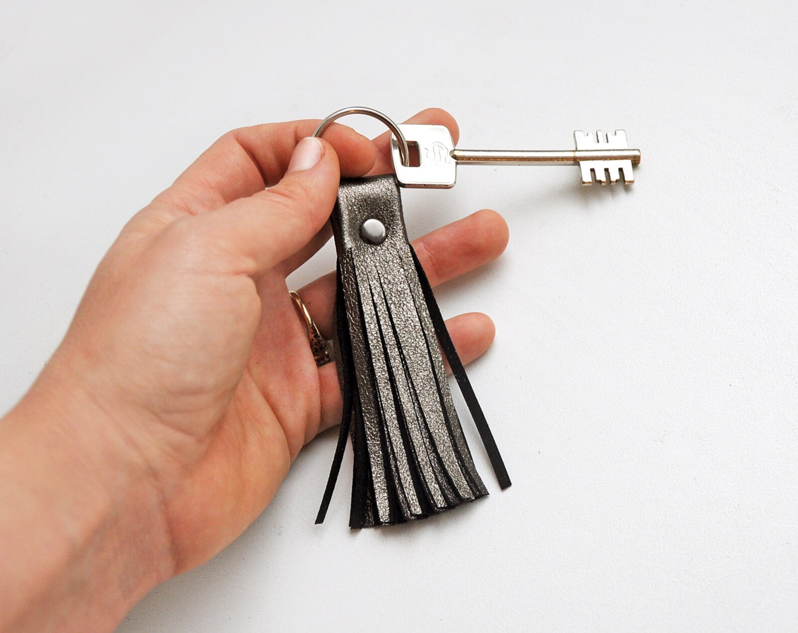 Leather Tassel Key Chain White Gold Brown and Black Colors - Etsy