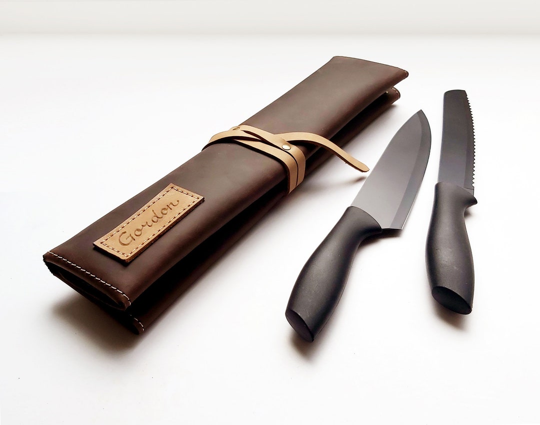 Leather Chefs Knife Roll, 2 Slots, Personalized Chefs Bag - Etsy