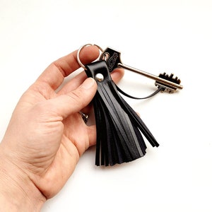 Leather Tassel Keychain, Black Colour Small Tassel, Many Colors ...
