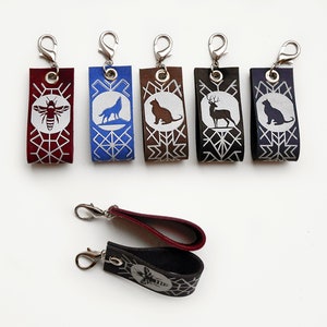 Reflective Leather Key Chain With Stylized Animal Image - Etsy