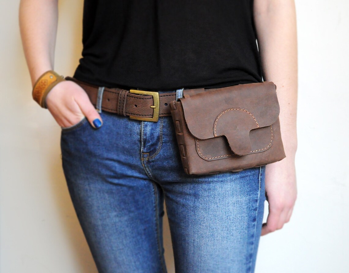 Personalized Belt Bag. Leather Hip Bag, Brown Festival Bag - Etsy