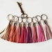 Leather Tassel Keychain, Pink Tones Tassel Key Fob With Metal Cup and ...