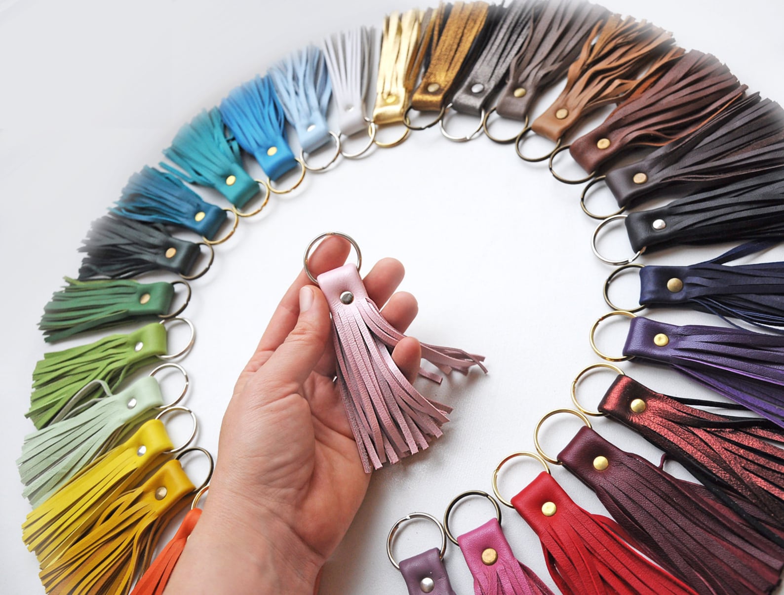 Leather Tassel Key Chain, Many Colors, Leather Key Fob - Etsy