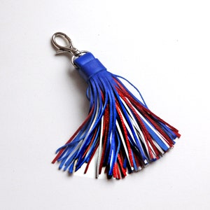 Leather Tassel, Leather Keychain, Red, Blue, White - Etsy