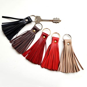Leather Tassel Keychain, Black Colour Small Tassel, Many Colors ...