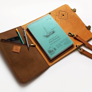 Handmade Leather Sketchbook Case With Crossbody Strap, Personalized ...