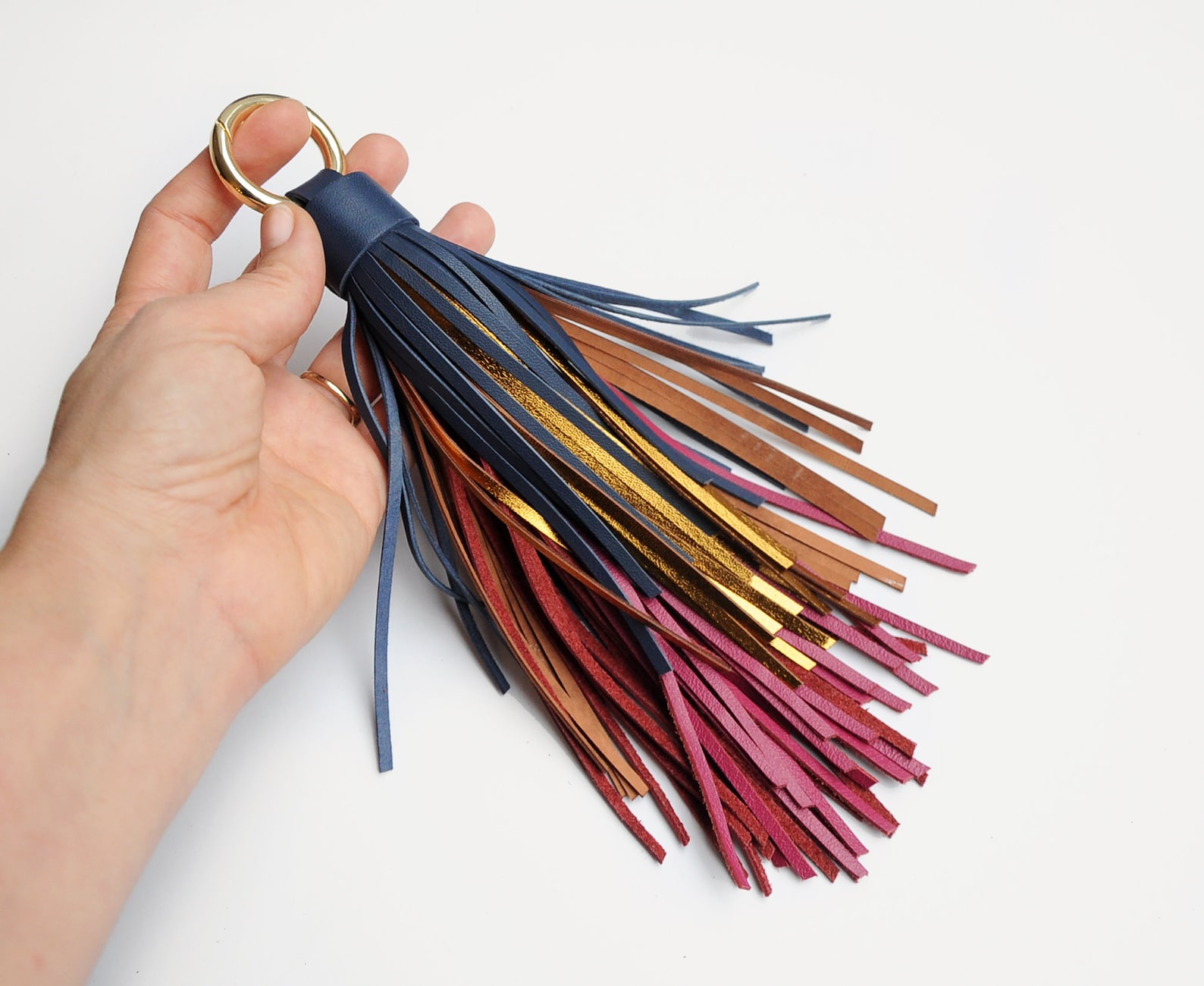 Large Leather Tassel Keychain Colorful Tassel Bag Charm - Etsy