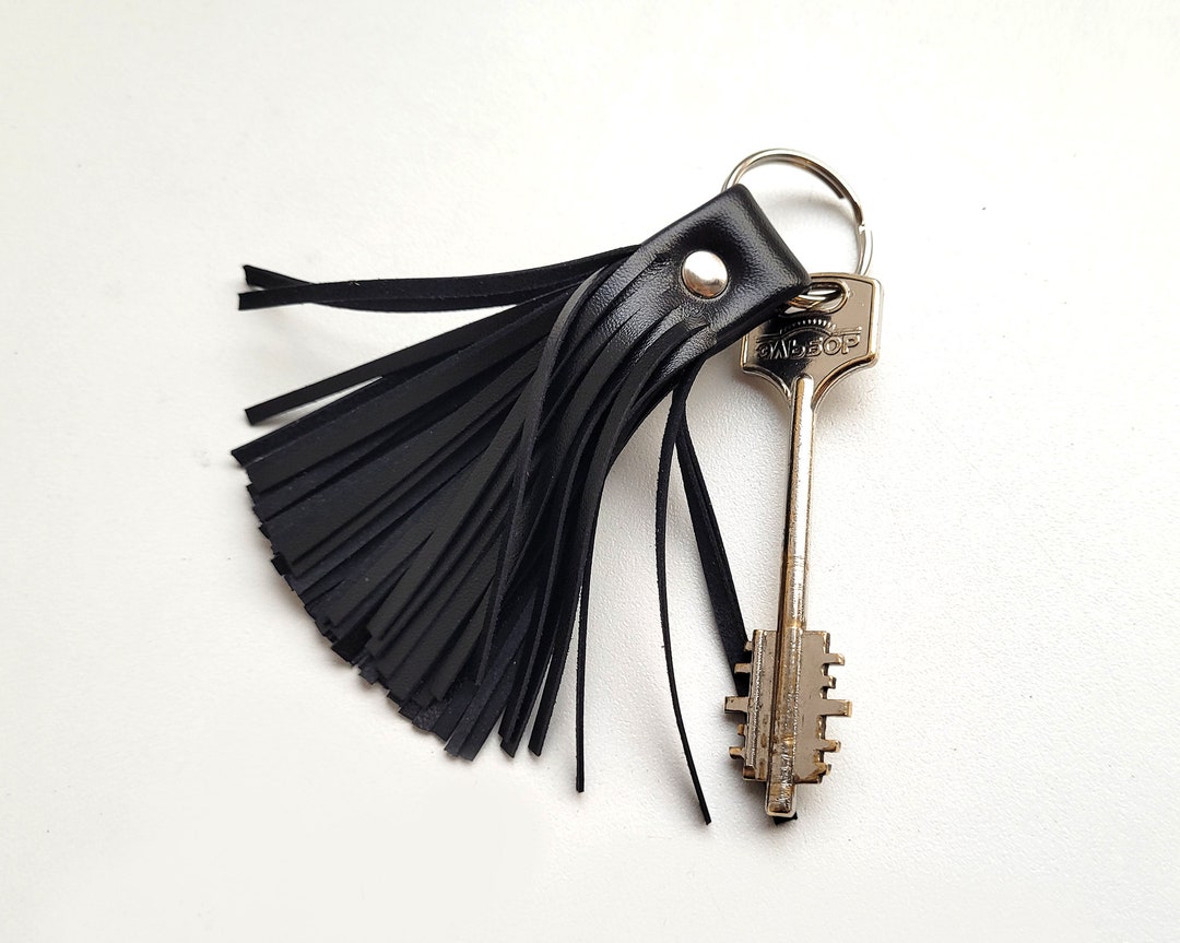 Leather Tassel Keychain, Black Colour Small Tassel, Many Colors ...