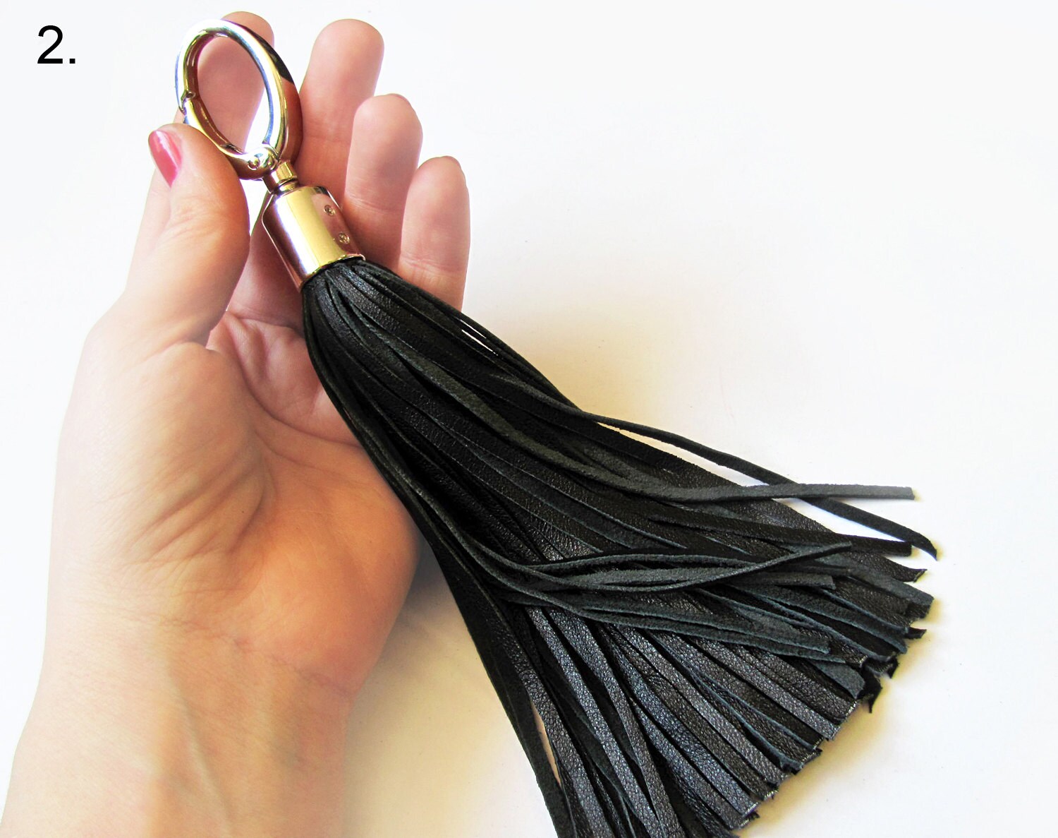 Black Leather Tassel Large Tassel Keychains - Etsy