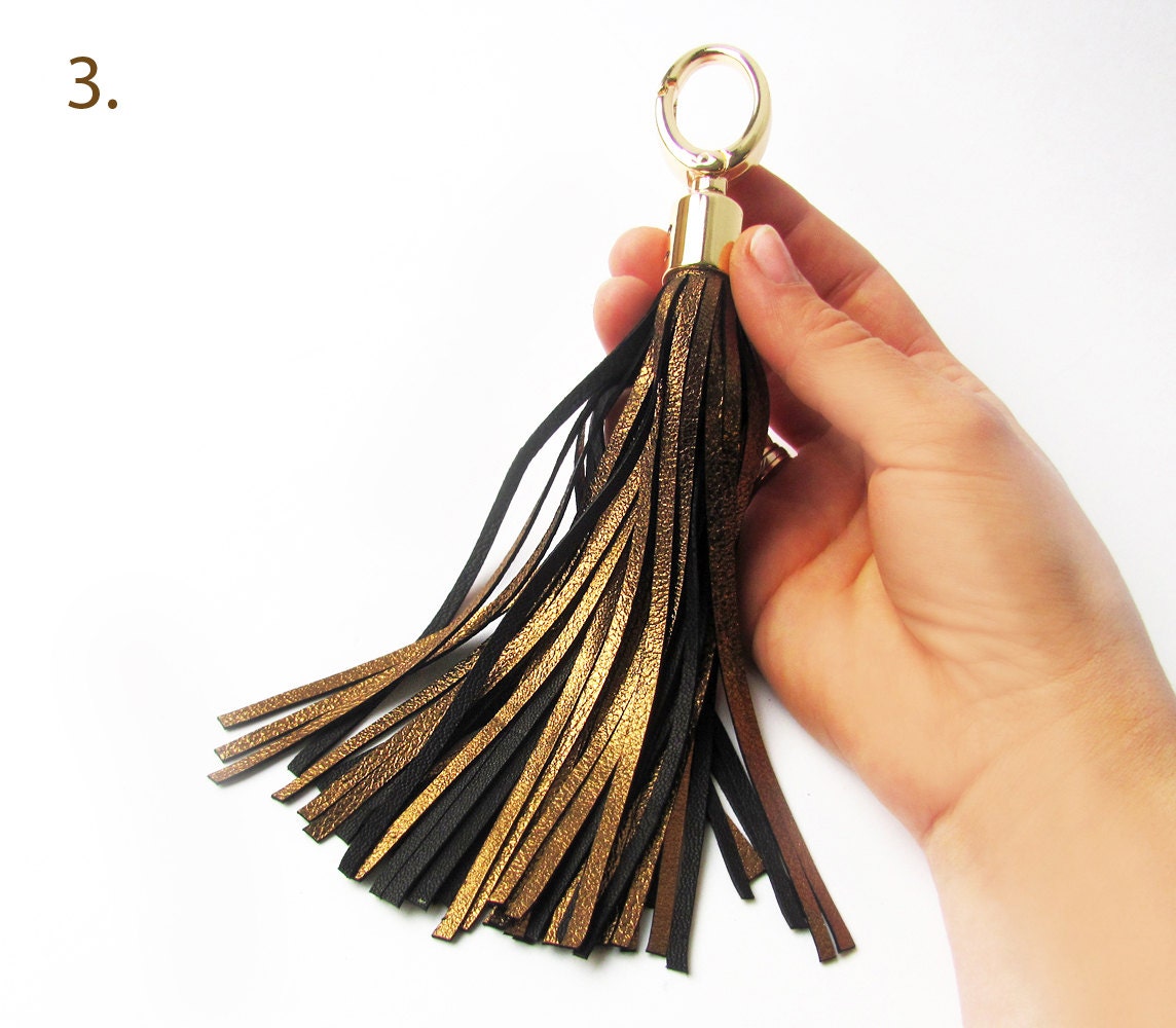 Leather Tassel, Champagne, Gold or Bronze Long Tassel, Large Tassel - Etsy