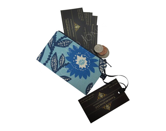 Turquoise Royal Blue Floral Zipper Change Purse Polka Dot - Etsy