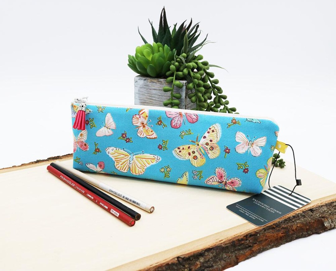 Triangle Pouch With Flat Base, Butterfly Fabric, Pyramid Pencil Case ...