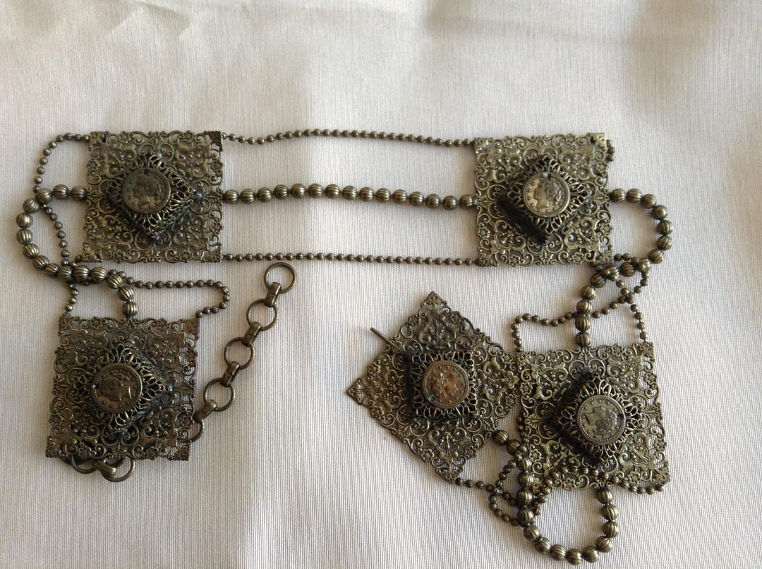 Kenneth Jay Lane KJL Brass Coin Belt - Etsy