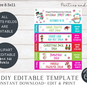 Christmas School Spirit Week Itinerary Schedule Christmas Event Flyer ...