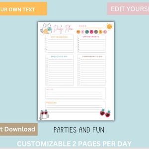 Cute Cats Editable to Do List Template Bundle Cat Lover Daily Weekly to ...