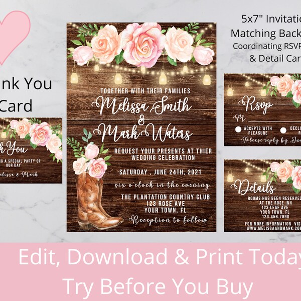 Country Wedding Invitation - Etsy