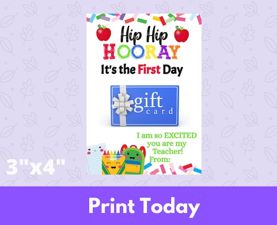 EDITABLE First day of School Teacher Gift Card Back to School Teacher ...