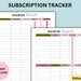 Editable Subscription Tracker Printable Subscription Log Expense ...