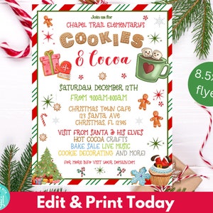 Editable Cookies and Cocoa Invitation, Hot Cocoa School Flyer Invite ...
