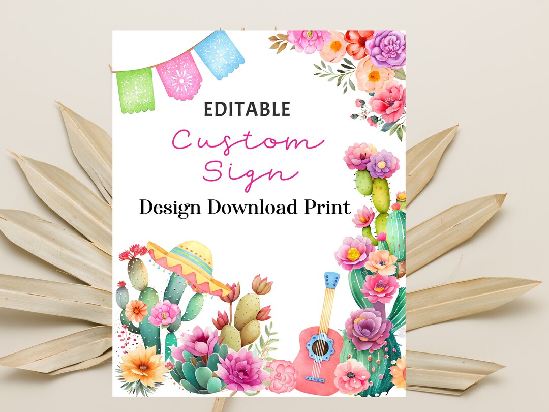 Editable Fiesta Décor Mexico Table Sign Custom Sign Fiesta Party Sign ...