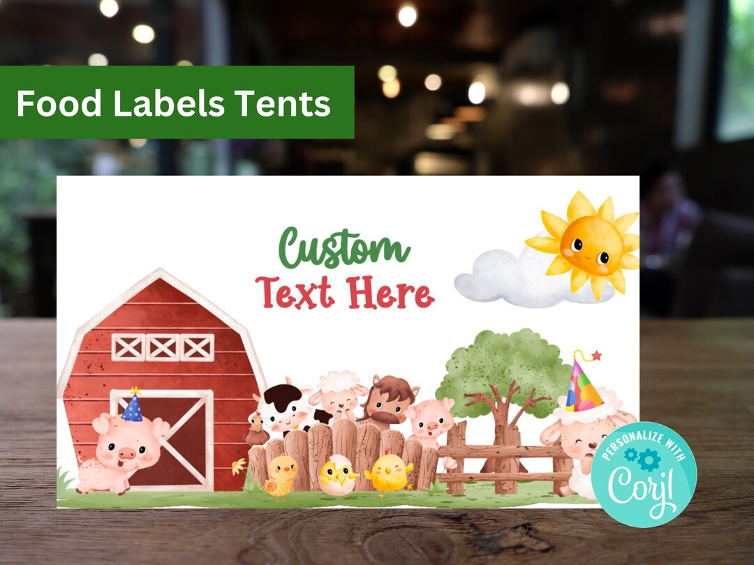 Editable Farm Animals Food Labels Barnyard Birthday Food Cards - Etsy