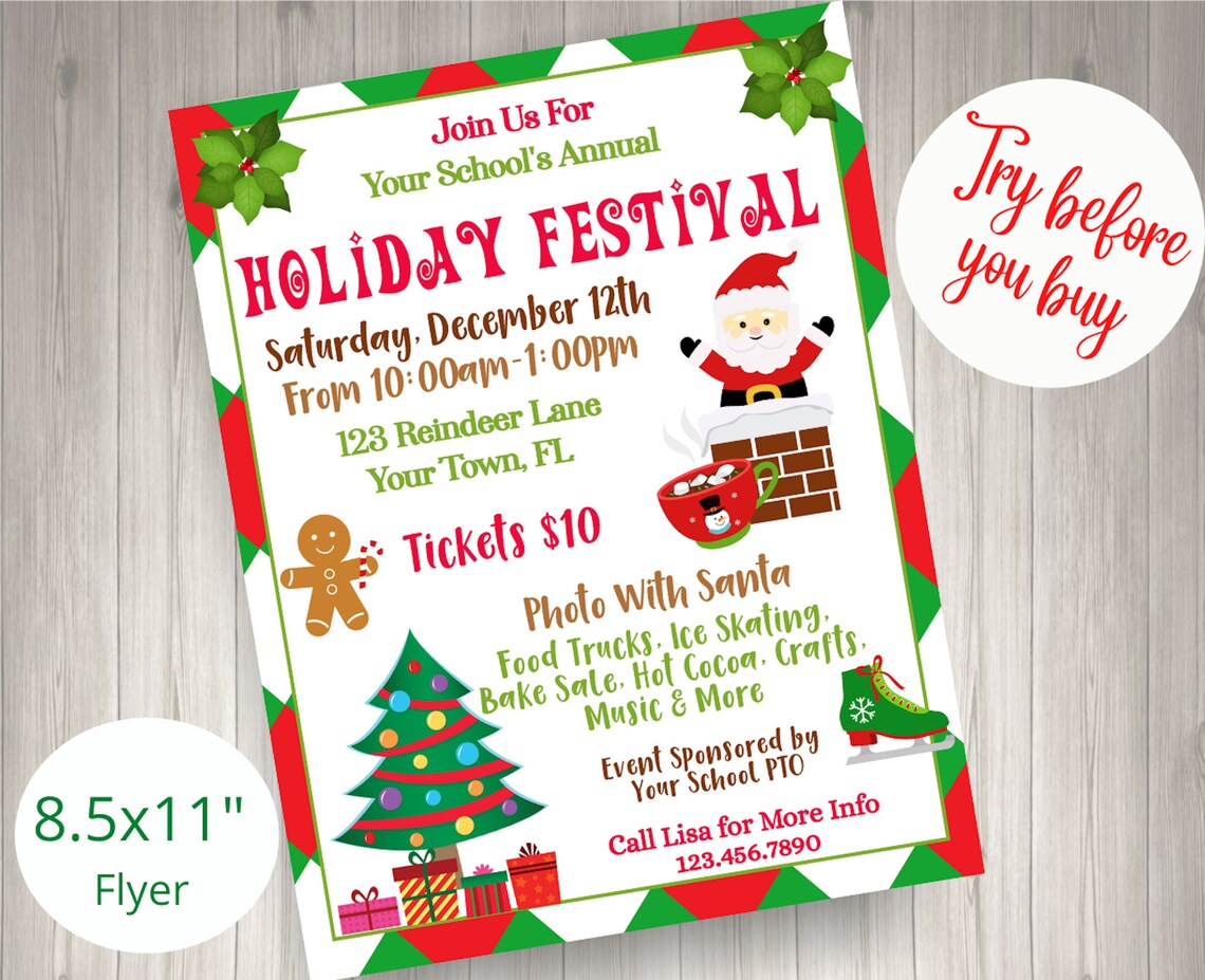 EDITABLE Holiday Festival Editable Flyer Christmas Craft Fair - Etsy