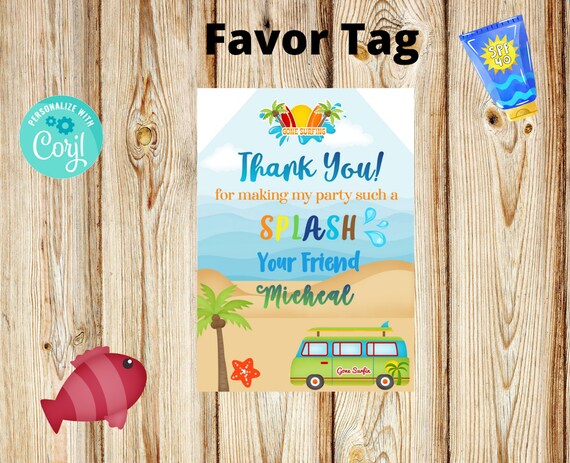 Beach Birthday Favor Tags Beach Birthday Thank you Gift tags Beach ...