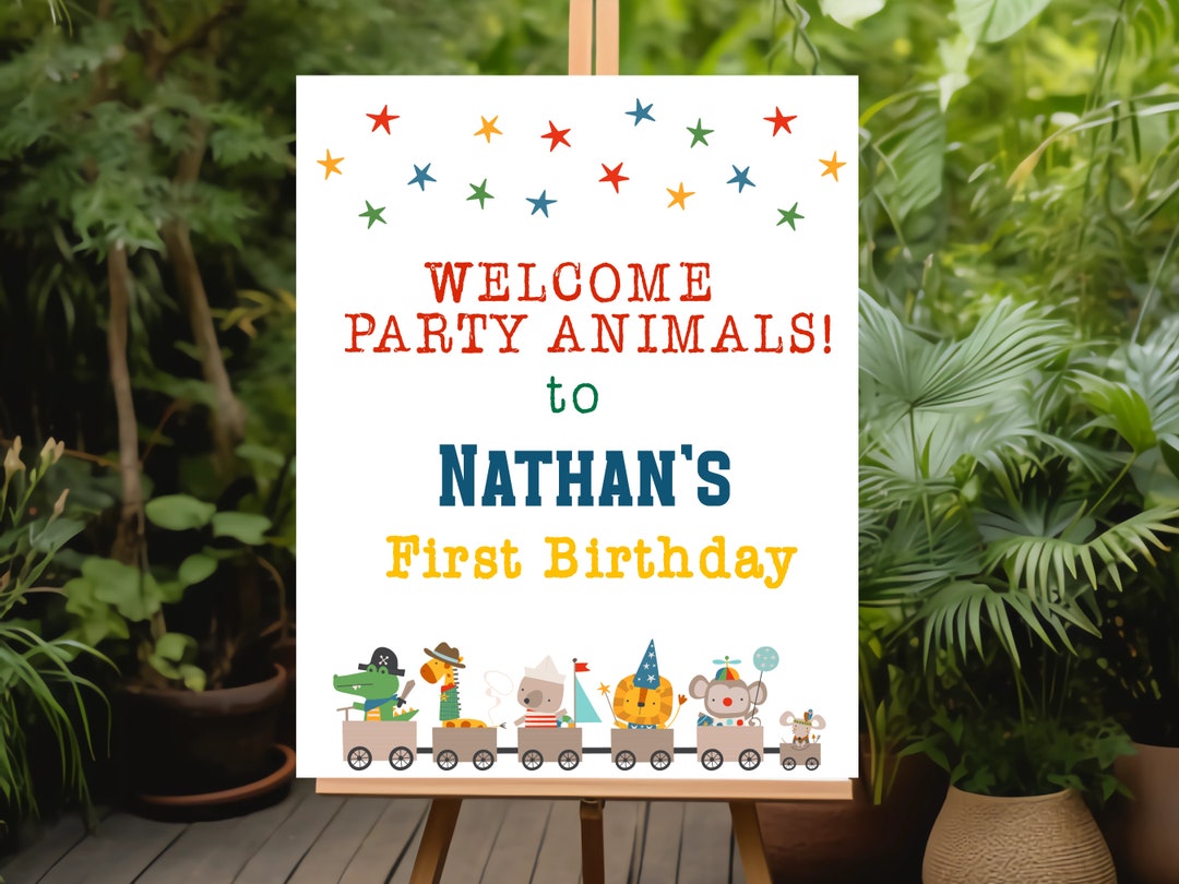 Editable Party Animals Welcome Sign Party Animal Sign Zoo Safari ...