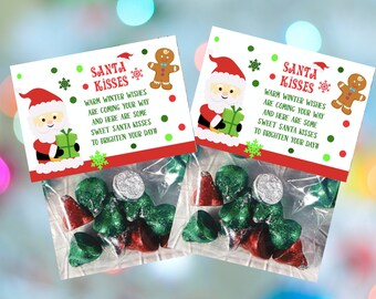 Elf Kisses Treat Bags Treat Topper Christmas Gift Tags Christmas Treat ...