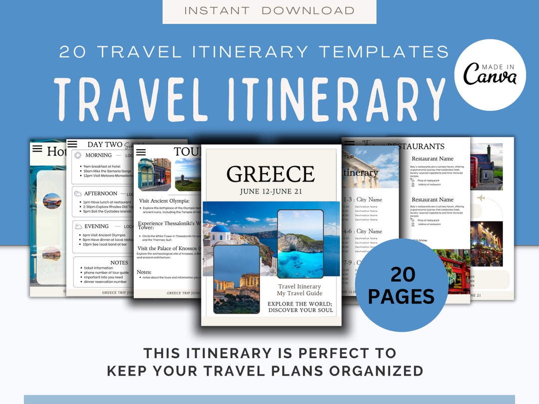 Editable Greece Travel Itinerary Template Greece Trip Printable Planner ...