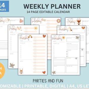 Groovy Editable Weekly Planner Checklist Printable Weekly to Do List ...
