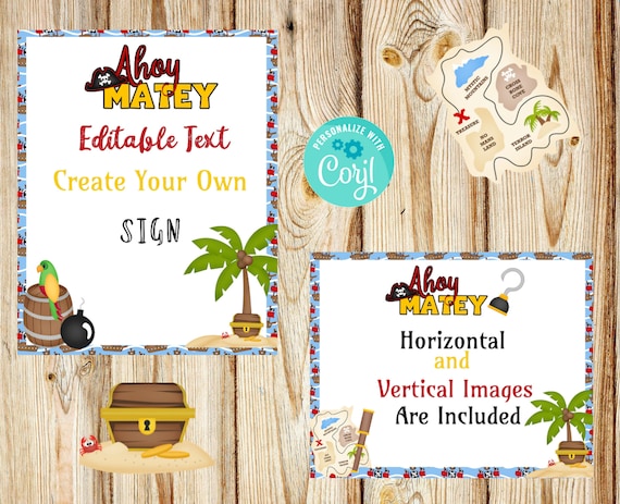Pirate Party Signs Pirate Birthday Sign Printable Pirate Party Sign ...