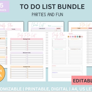Editable to Do List Template Bundle Daily Weekly to Do List Planner ...