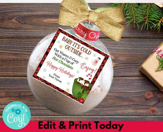 Christmas Gift Tags, Hot Cocoa, Hot Chocolate Recipe Tag Holiday ...