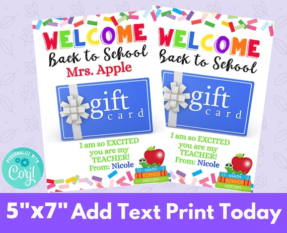 Teacher Gift Tag EDITABLE First day of School Teacher Gift Card Welcome ...