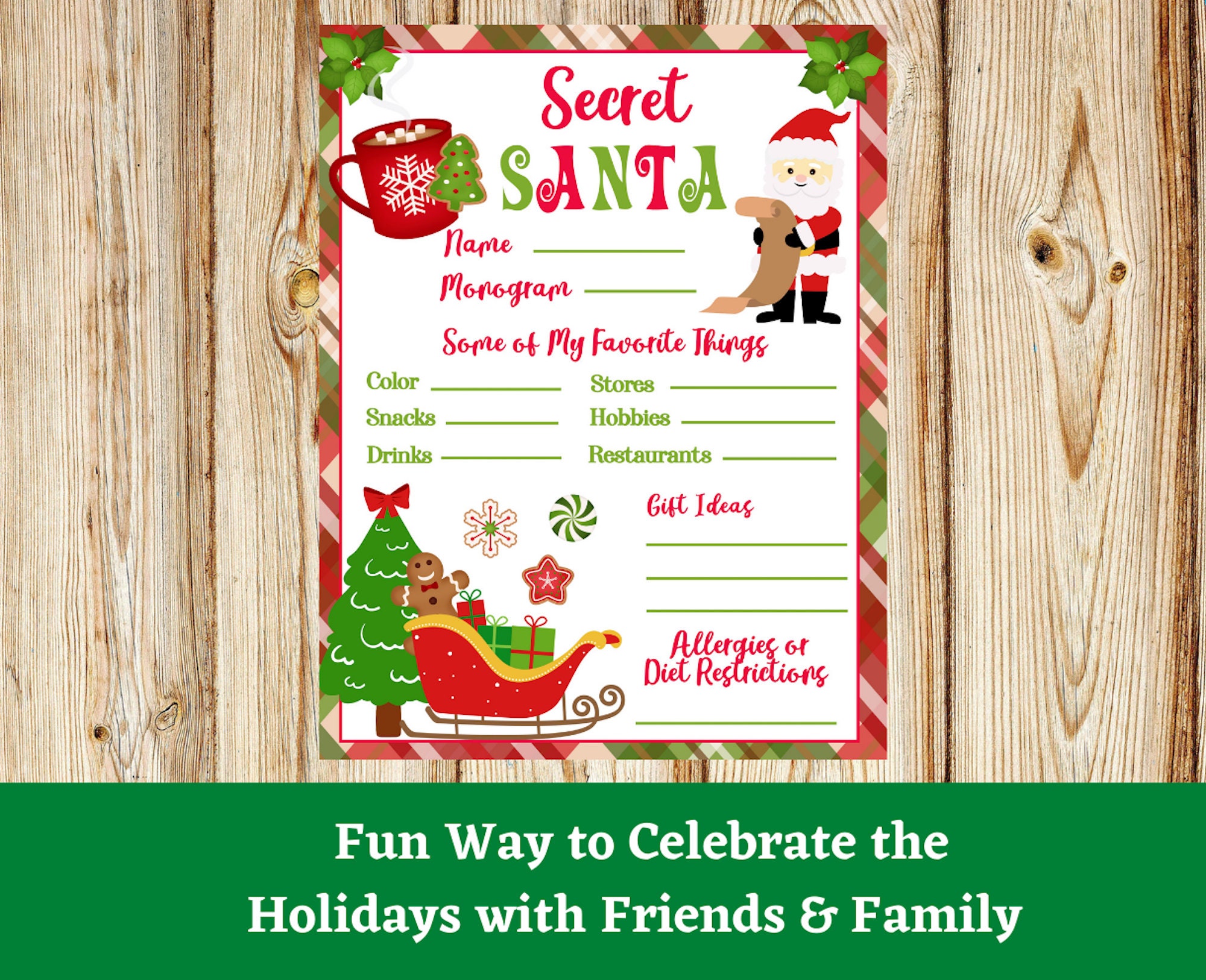 Secret Santa Gift Exchange Questionnaire Survey Holiday Gift Exchange ...