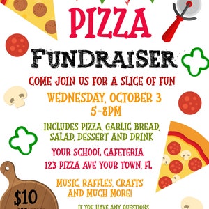 Pizza Fundraiser Flyer Instant Download School Flyer Church Flyer ...